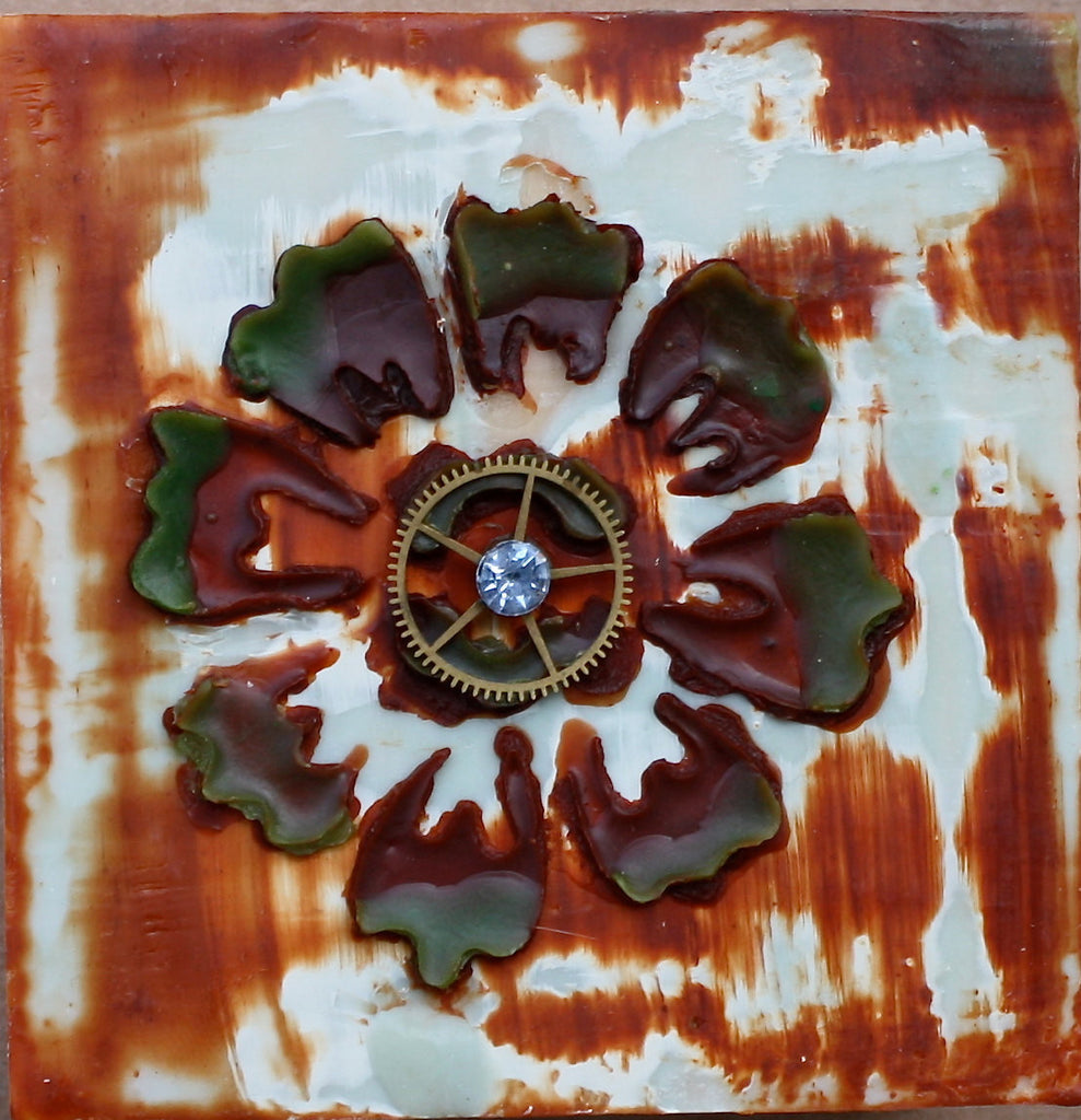 STeampunk Garden II - Encaustic - Found Object - Mixed Media- Original ...