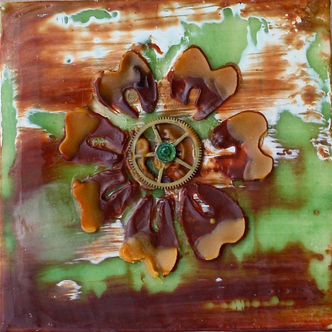 STeampunk Garden II - Encaustic - Found Object - Mixed Media- Original ...